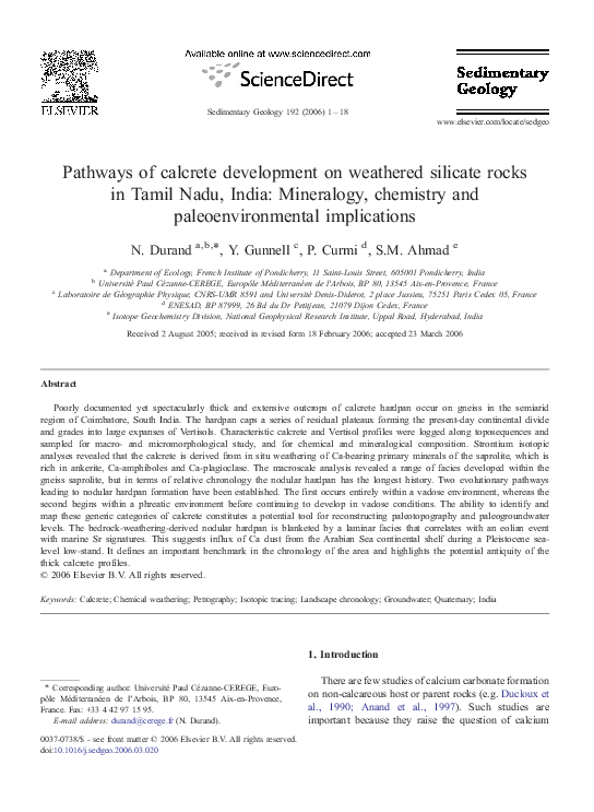 (PDF) Pathways of calcrete development on weathered silicate rocks in ...