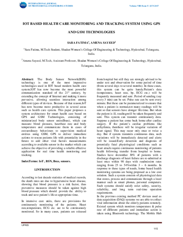 (PDF) Iot Based Health Care Monitoring and Tracking System Using GPS ...