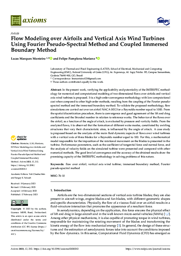 (PDF) Flow Modeling over Airfoils and Vertical Axis Wind Turbines Using Fourier Pseudo-Spectral ...