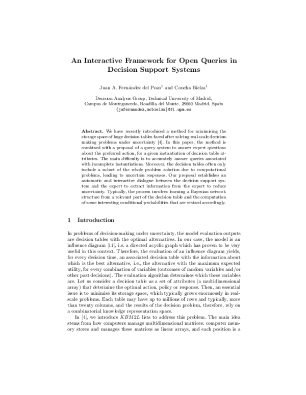 (PDF) Interactive Query Framework for Decision Support