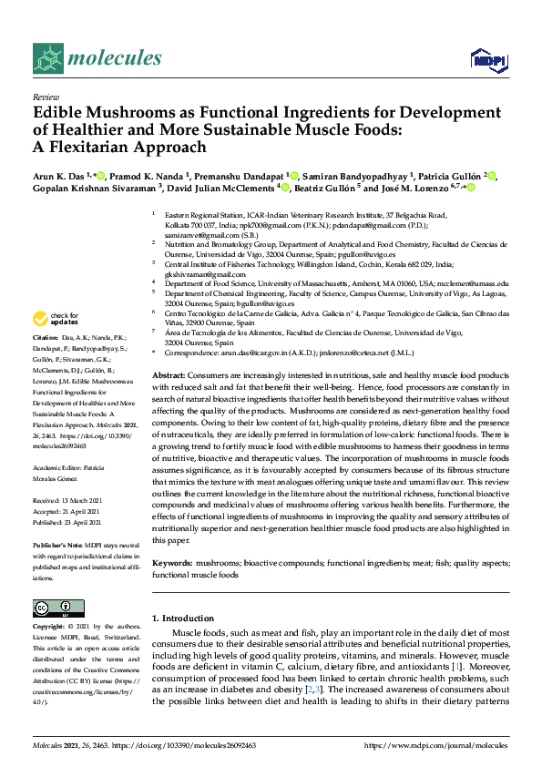 (PDF) Edible Mushrooms as Functional Ingredients for Development of ...
