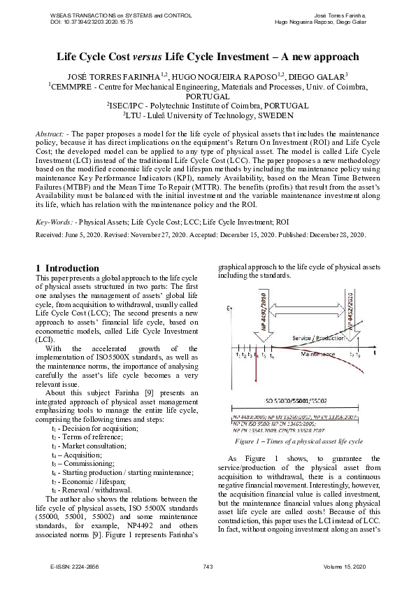 (PDF) Life Cycle Cost versus Life Cycle Investment – A new Approach