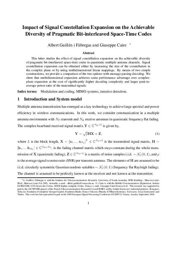 (PDF) Impact of signal constellation expansion on the achievable diversity of pragmatic bit ...