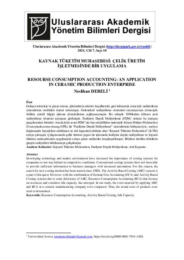 (PDF) Resourse Consumption Accounting: An Application In Ceramic ...