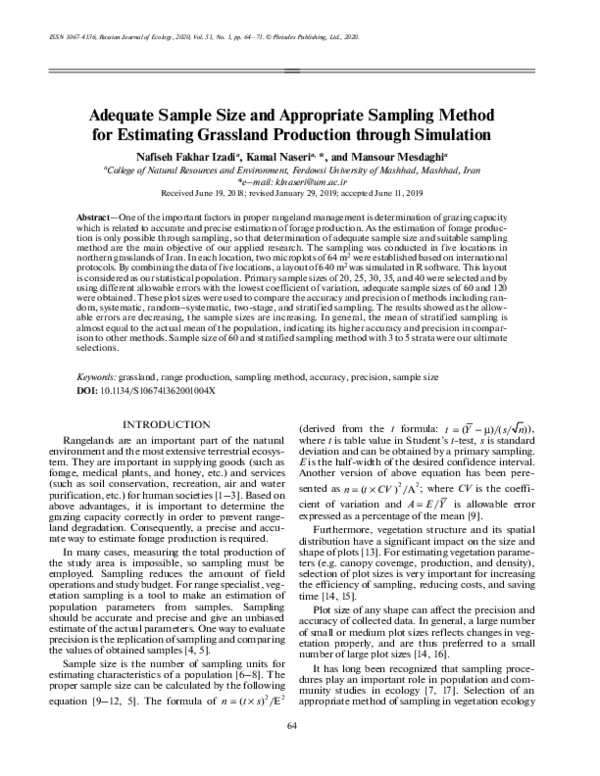 (PDF) Adequate Sample Size and Appropriate Sampling Method for ...
