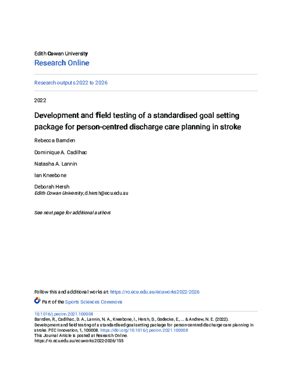 (PDF) Development and field testing of a standardised goal setting ...