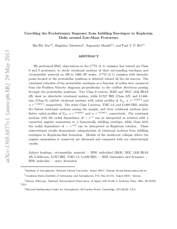(PDF) Unveiling the Evolutionary Sequence from Infalling Envelopes to ...
