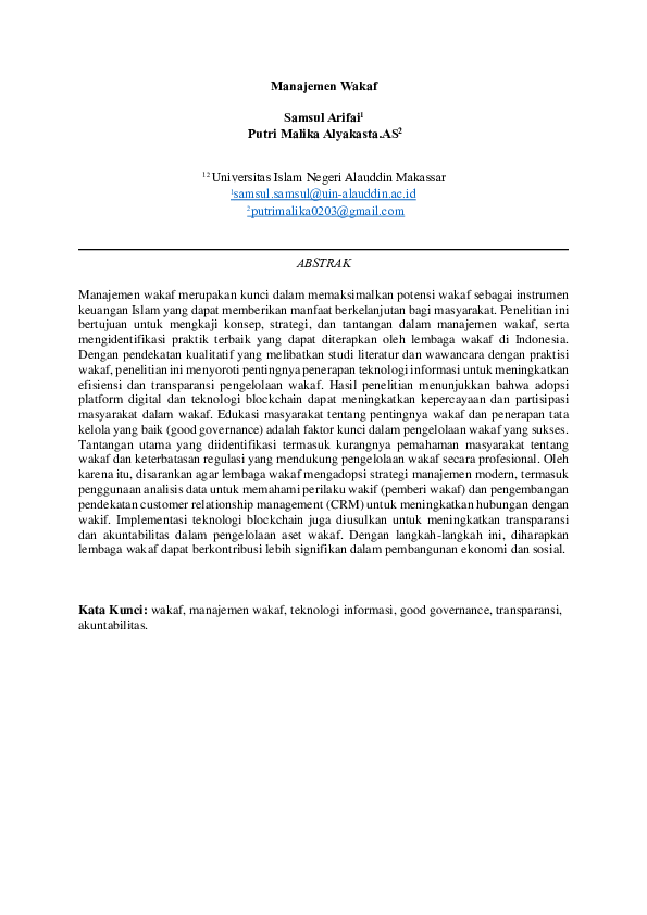 (PDF) Manajemen Wakaf