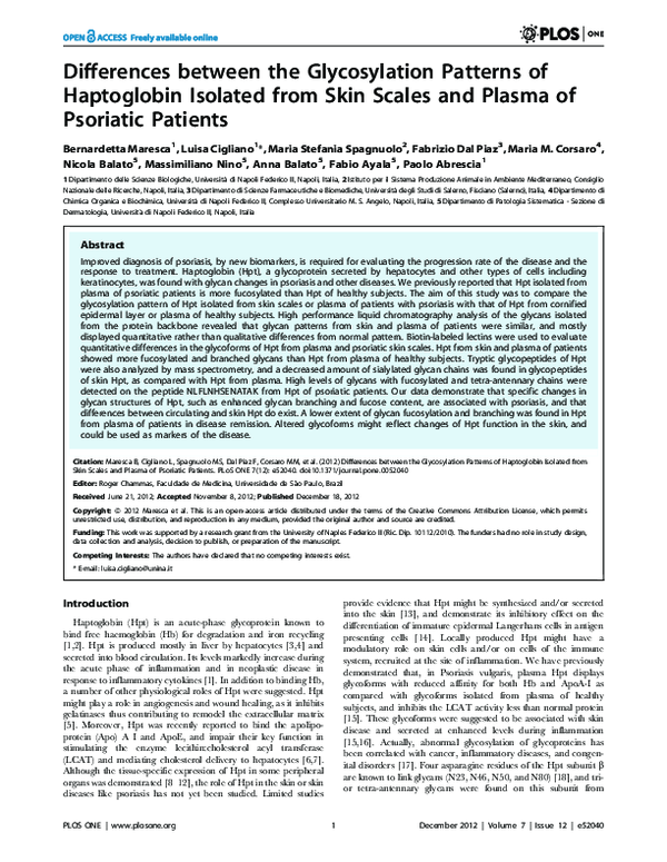 (PDF) Differences between the Glycosylation Patterns of Haptoglobin ...