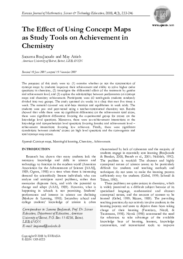 (PDF) The Effect of Using Concept Maps as Study Tools on Achievement in ...