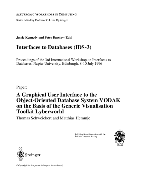 (PDF) A Graphical User Interface to the Object-Oriented Database System ...