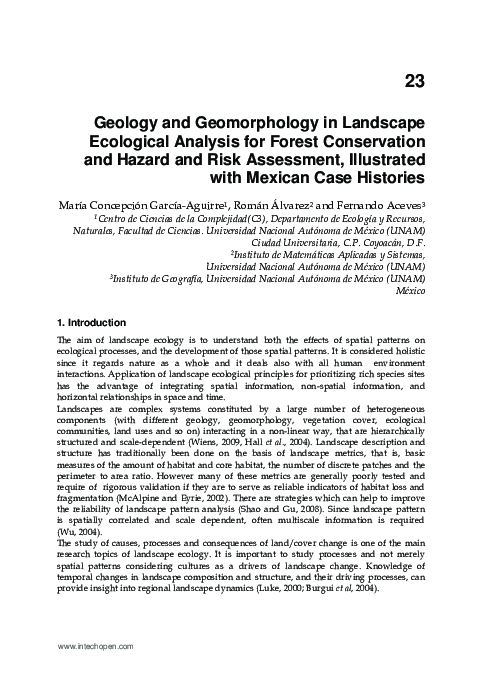 (PDF) Geology and Geomorphology in Landscape Ecological Analysis for Forest Conservation and ...