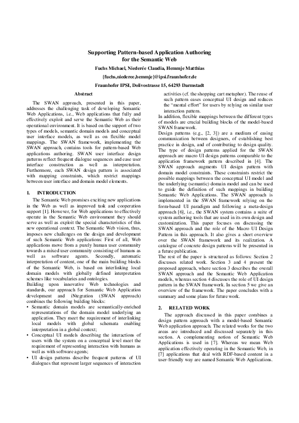 (PDF) Supporting Pattern-based Application Authoring for the Semantic Web