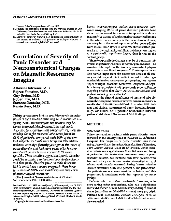 (PDF) Correlation of severity of panic disorder and neuroanatomical ...
