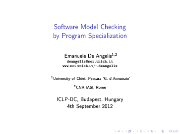 (PDF) Software model checking by program specialization