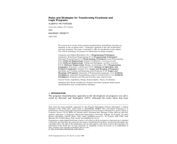 (PDF) Rules and strategies for transforming functional and logic programs