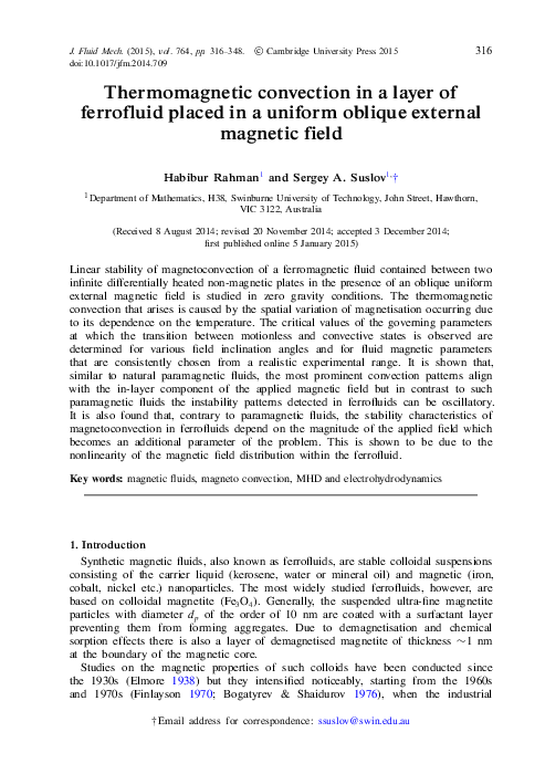 (PDF) Thermomagnetic convection in a layer of ferrofluid placed in a uniform oblique external ...