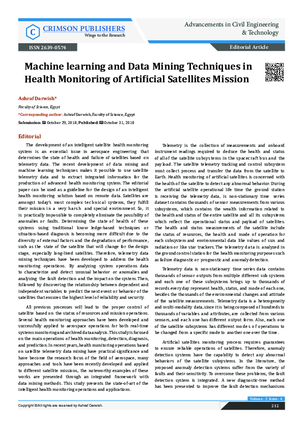 (PDF) Machine learning and Data Mining Techniques in Health Monitoring ...