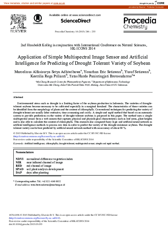 (PDF) Application of Simple Multispectral Image Sensor and Artificial Intelligence for ...