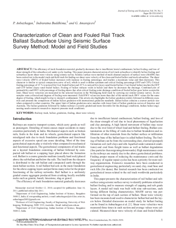 Characterization of Clean and Fouled Rail Track Ballast Subsurface ...