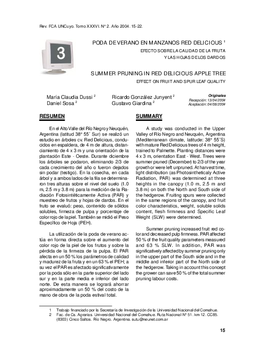 (PDF) Summer Pruning in Red Delicious Apple Tree Effect on Fruit and ...