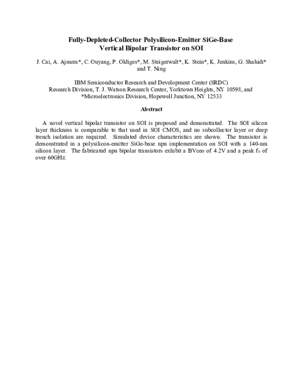 (PDF) Fully-depleted-collector polysilicon-emitter SiGe-base vertical ...