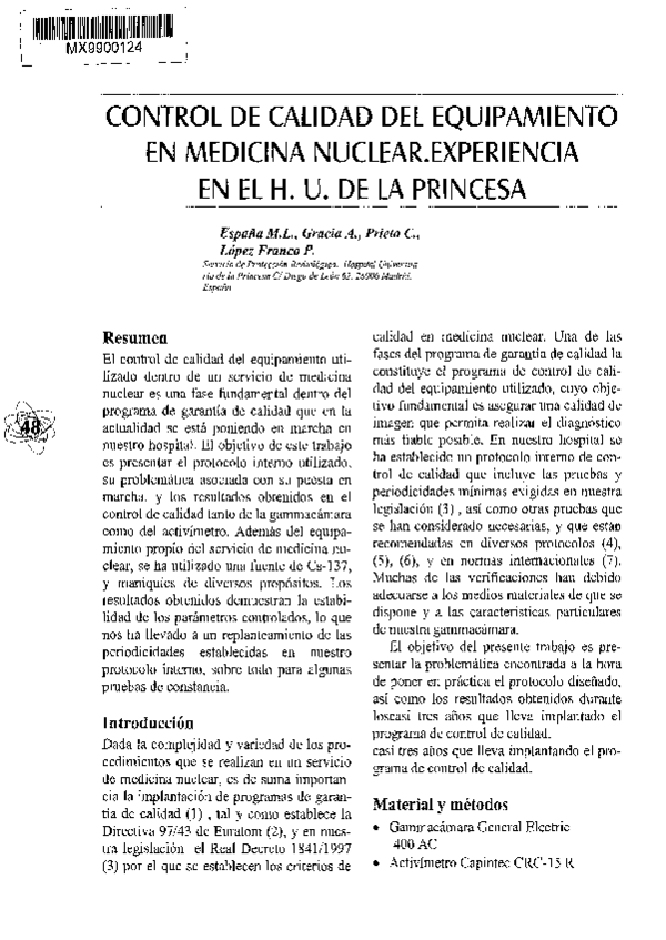 (PDF) Quality control for the equipment of Nuclear medicine: experience of the H.U. de la ...