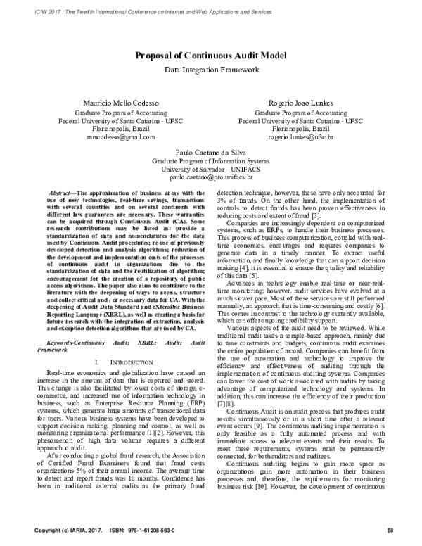 (PDF) Proposal of Continuous Audit Model Data Integration Framework