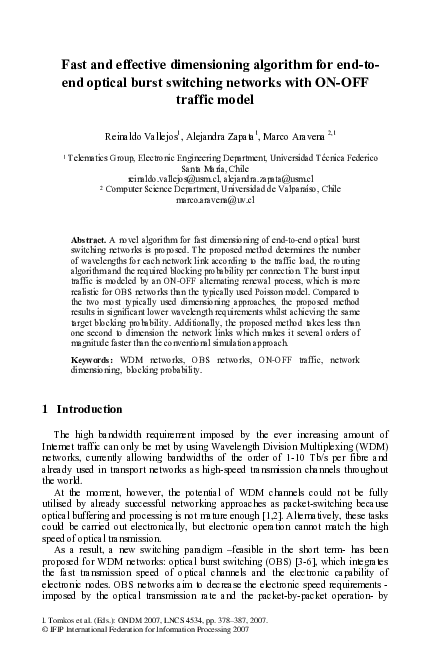 Pdf Fast And Effective Dimensioning Algorithm For End To End Optical Burst Switching Networks