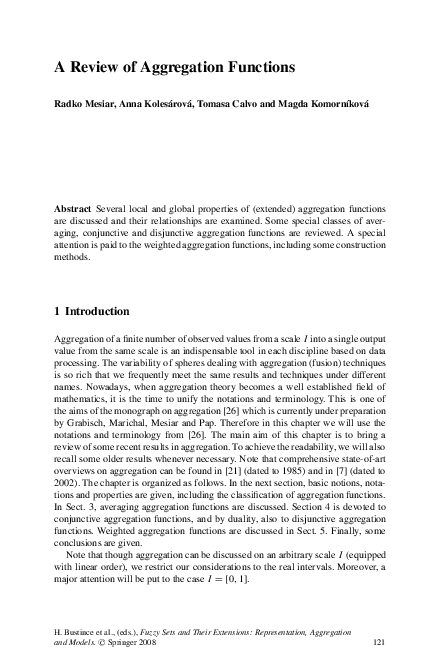 (PDF) A Review of Aggregation Functions