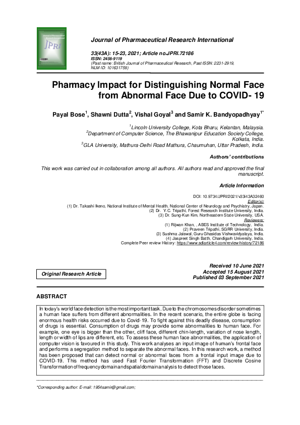 (PDF) Pharmacy Impact for Distinguishing Normal Face from Abnormal Face ...