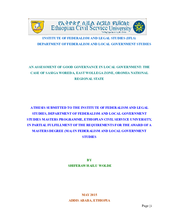 (PDF) Good Governance in Local Government