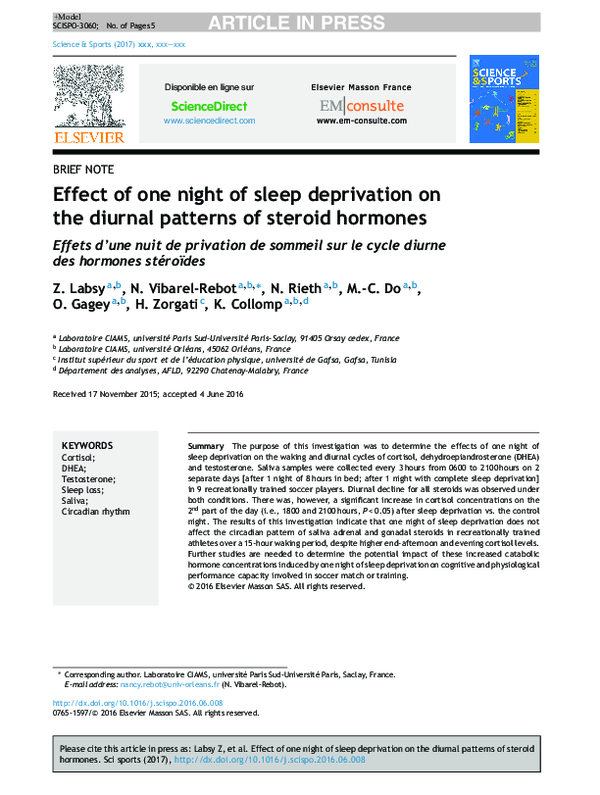 (PDF) Effect of one night of sleep deprivation on the diurnal patterns ...