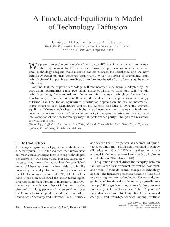 (PDF) A Punctuated-Equilibrium Model of Technology Diffusion