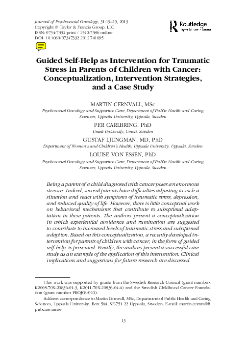 (PDF) Guided Self-Help as Intervention for Traumatic Stress in Parents ...