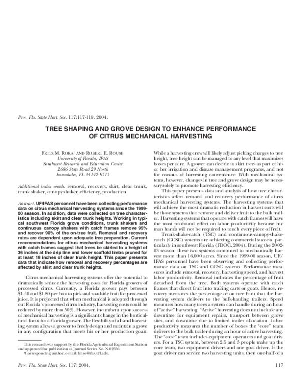 (PDF) Tree Shaping and Grove Design to Enhance Performance of Citrus ...