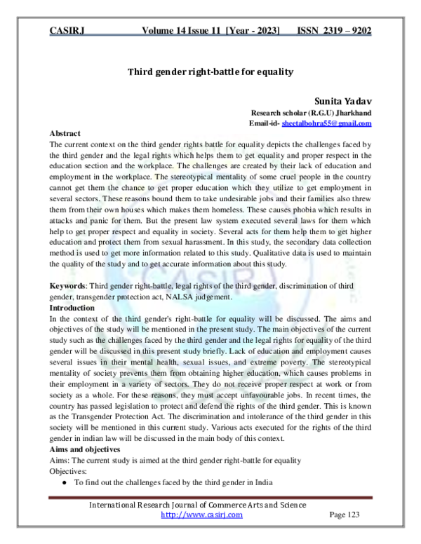 (PDF) Third gender right-battle for equality