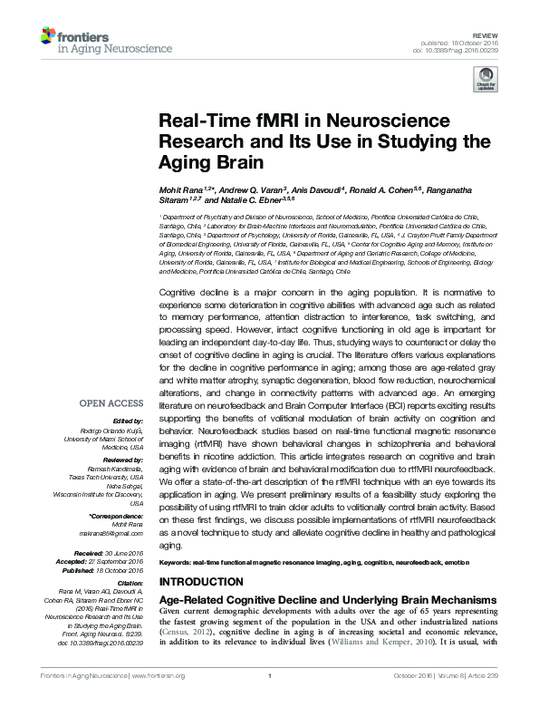 (PDF) Real-Time fMRI in Neuroscience Research and Its Use in Studying ...