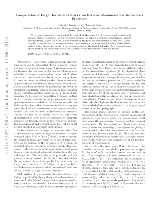 Pdf Computation Of Large Deviation Statistics Via Iterative Measurement And Feedback Procedure