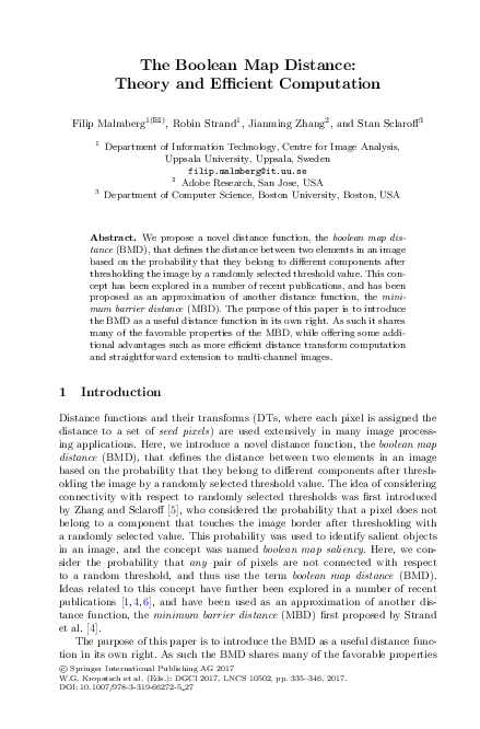 (PDF) The Boolean Map Distance: Theory and Efficient Computation