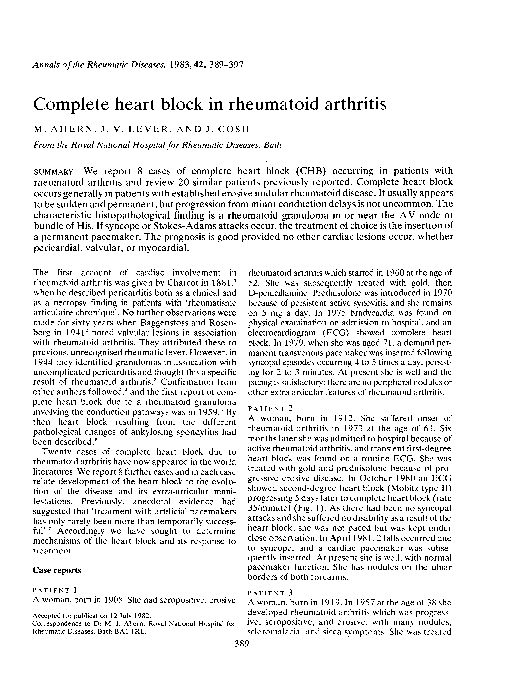 (PDF) Complete Heart Block in Rheumatoid Arthritis