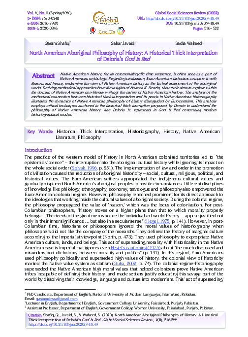 (PDF) North American Aboriginal Philosophy of History: A Historical ...