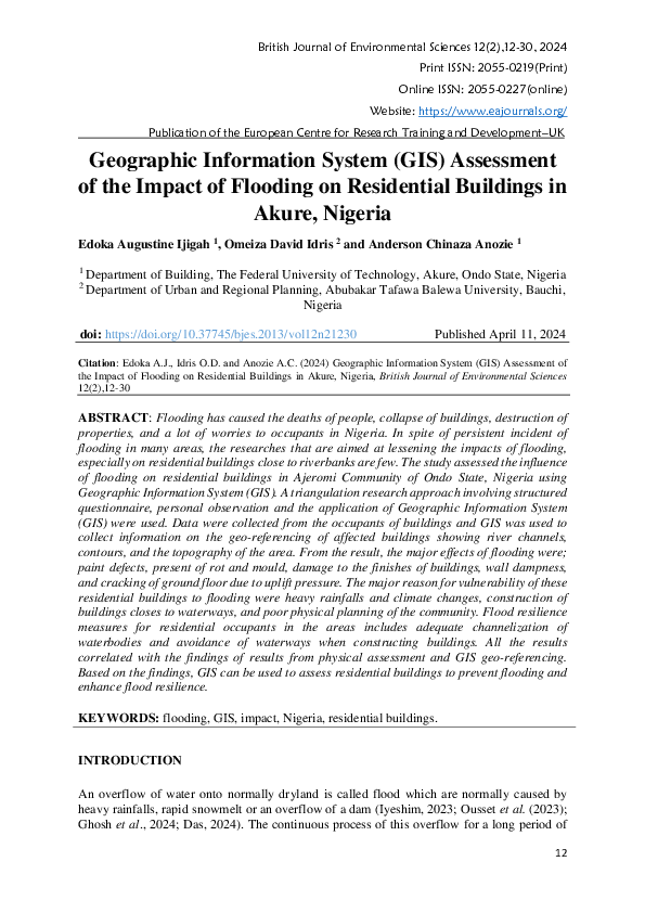 (PDF) Geographic Information System (GIS) Assessment of the Impact of ...