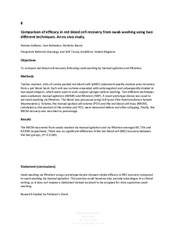 (PDF) Comparison of efficacy in red blood cell recovery from swab ...