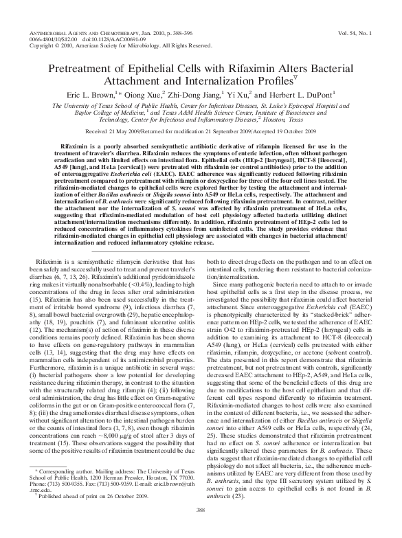 (PDF) Pretreatment of Epithelial Cells with Rifaximin Alters Bacterial ...