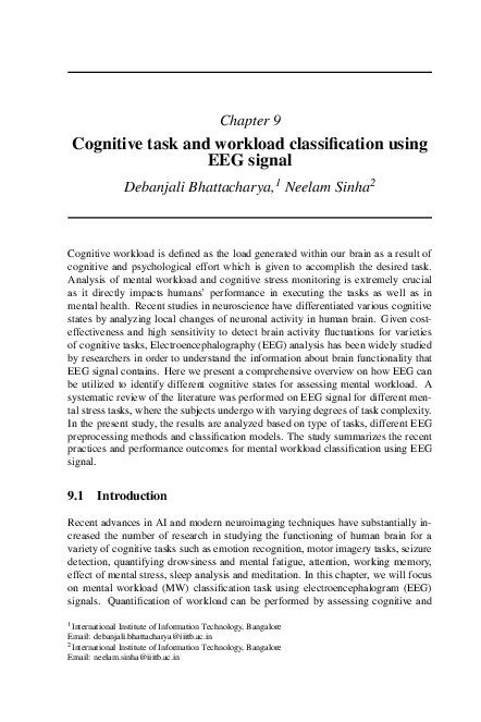 (PDF) Cognitive task and workload classification using EEG signal (PDF) Cognitive task and workload classification using EEG signal