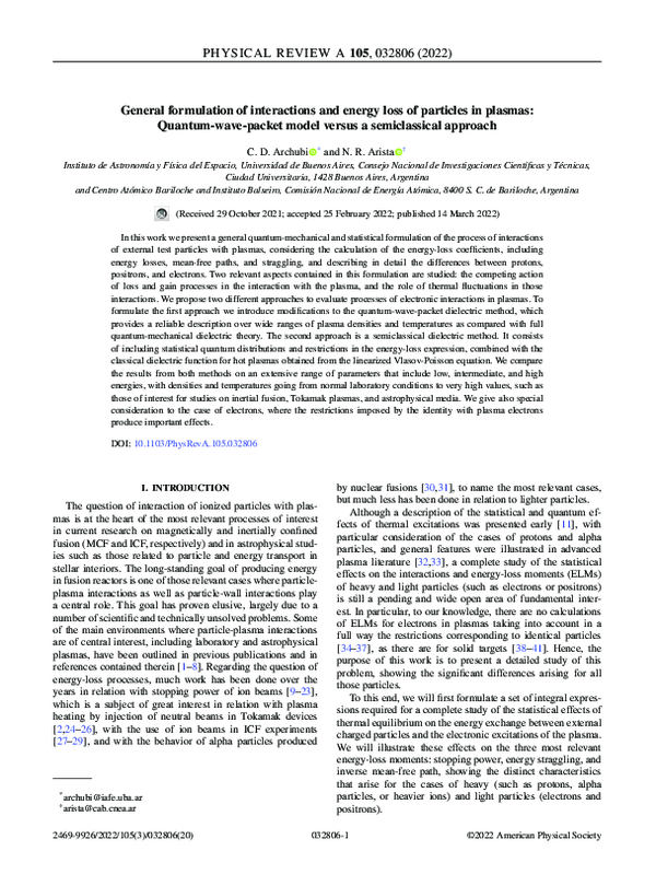 (PDF) General formulation of interactions and energy loss of particles ...