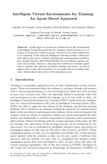 (PDF) Intelligent Virtual Environments for Training: An Agent-Based Approach | Jaime Ramirez ...