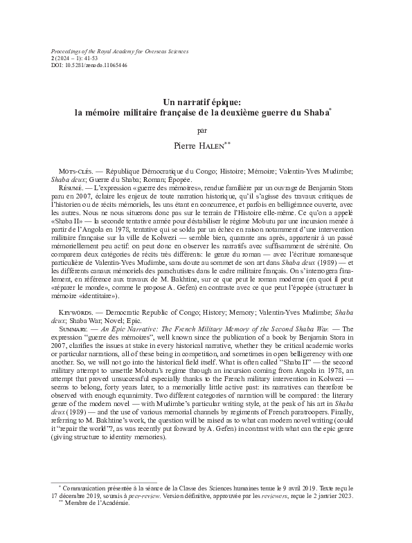 (PDF) Un narratif épique : la mémoire militaire française de la ...