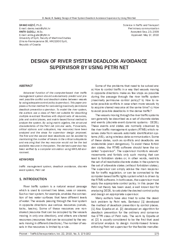 (PDF) Design of River System Deadlock Avoidance Supervisor by Using Petri Net